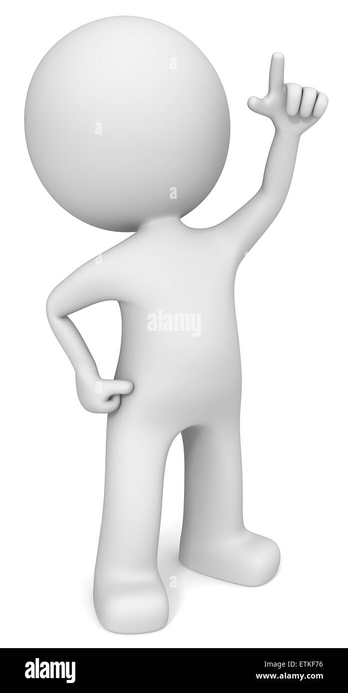 The dude 3D character in confident stance pointing up Stock Photo - Alamy