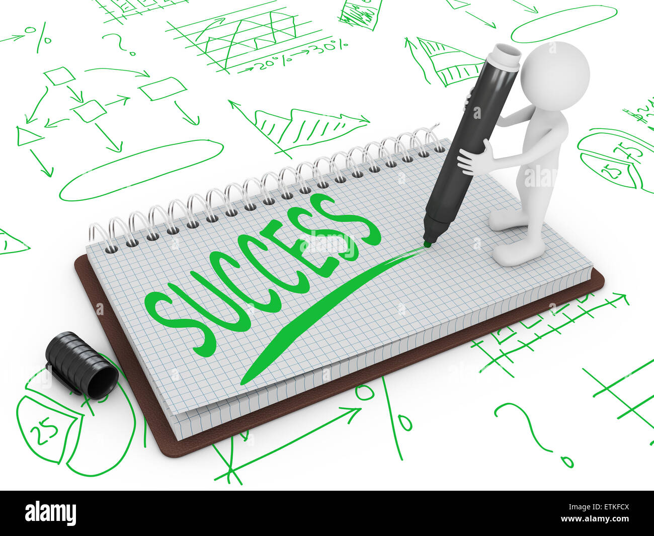 man on the notepad on the background of different infographics wrote ...