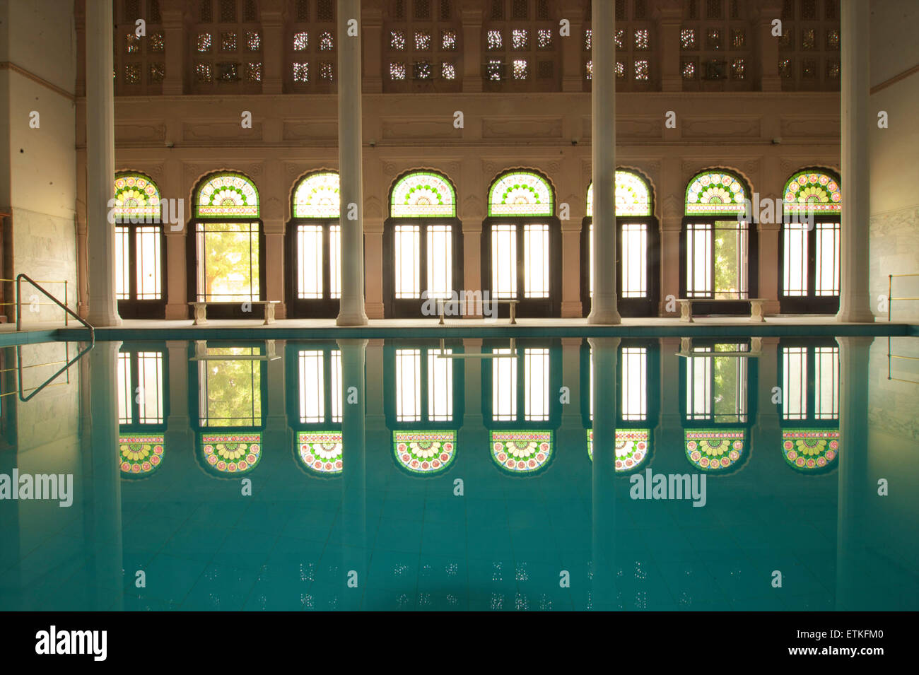 The swimming pool at the Lallgarh Palace heritage hotel, Bikaner ...