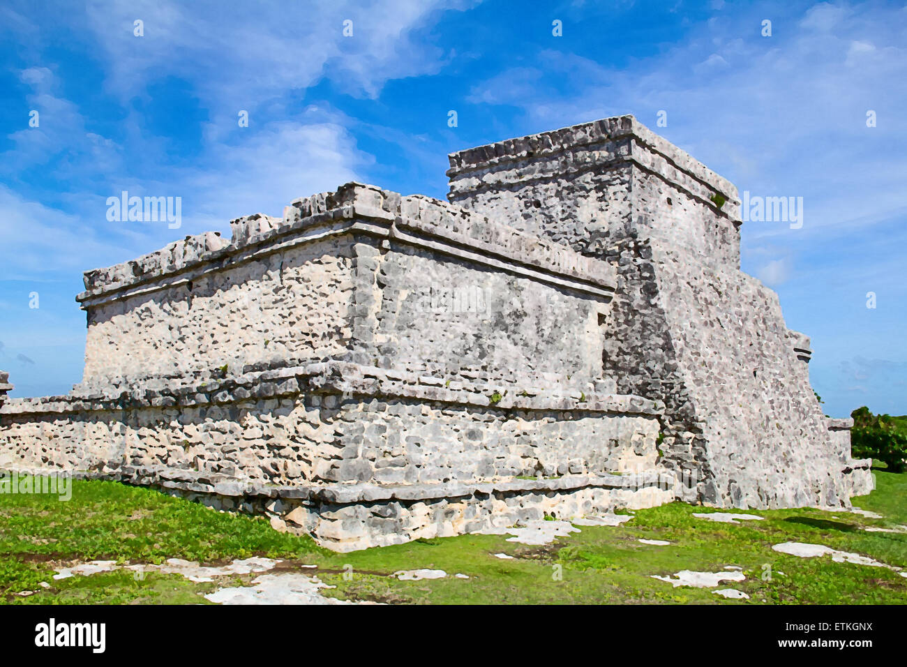 Ruins of the Mayan fortress and temple near Tulum, Mexico Stock Photo ...