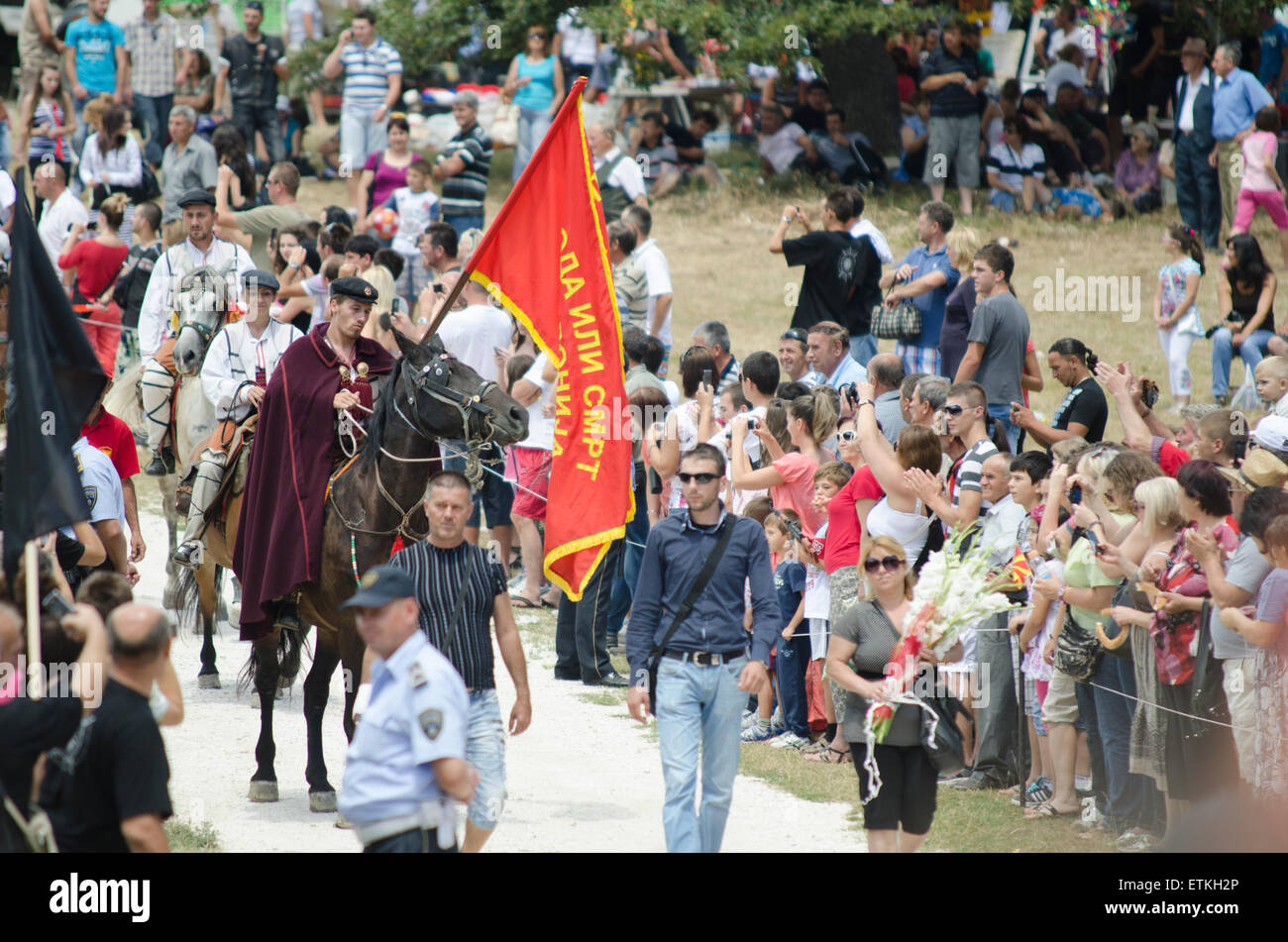 Traditional march towards Krusevo, arrival of Ilinden cavalry in Meckin ...