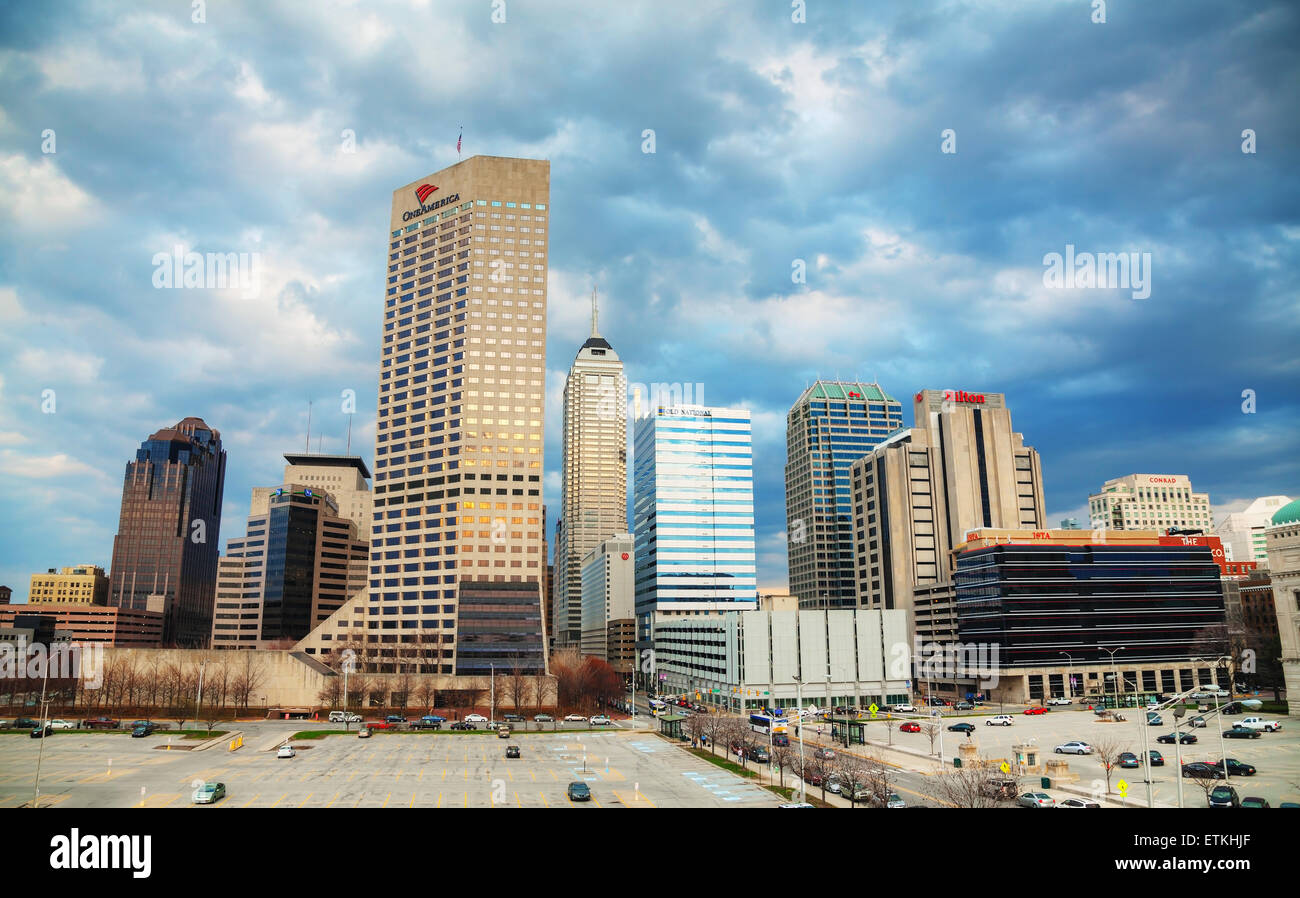 INDIANAPOLIS - APRIL 11: Downtown overview on April 11, 2014 in ...
