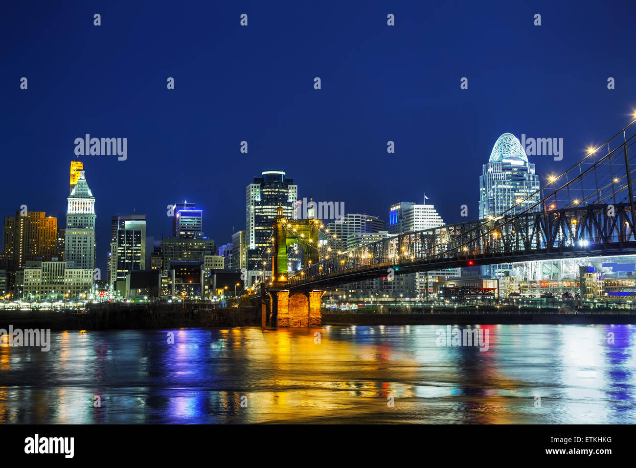 Cincinnati downtown overview early in the night Stock Photo - Alamy