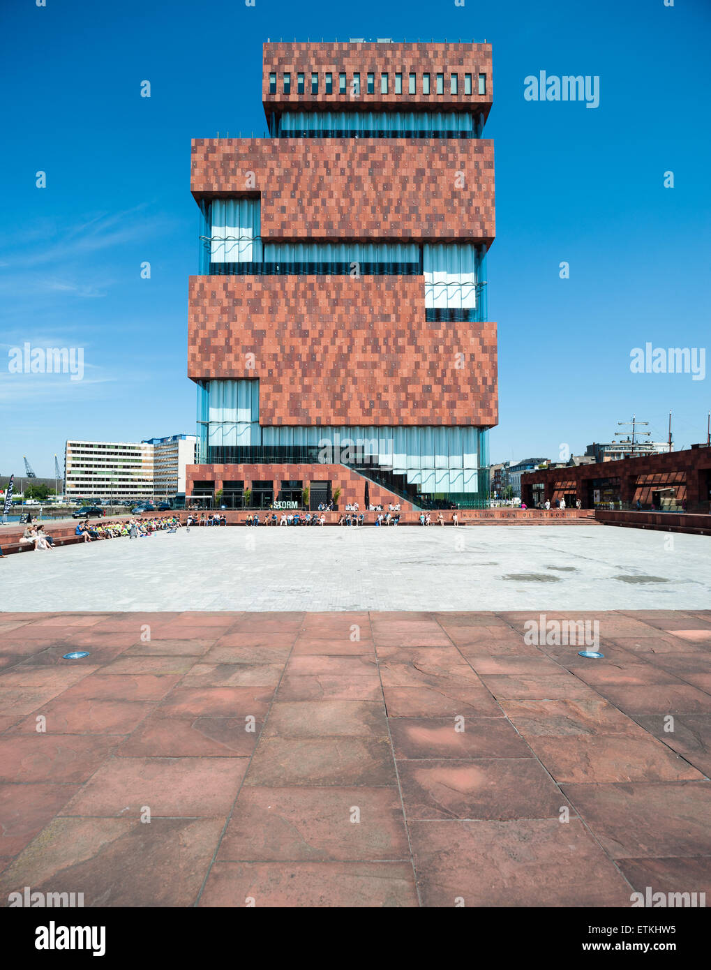 Belgium, Antwerp, full height view of the MAS Stock Photo - Alamy