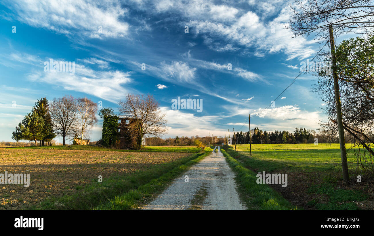 an abandoned and ruined farm in the fields of Italy Stock Photo - Alamy