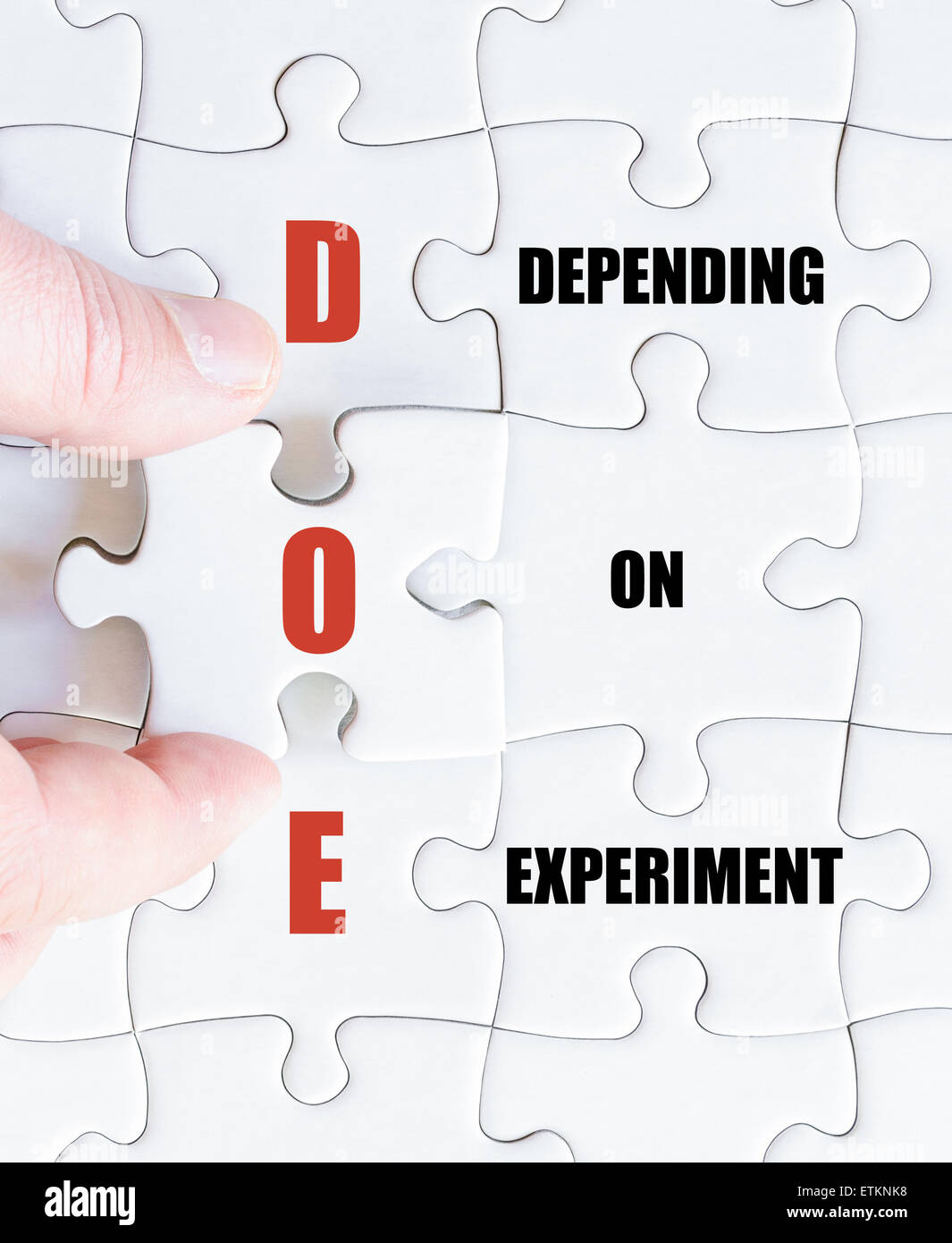 Concept image of Business Acronym DOE as Depending On Experiment Stock ...