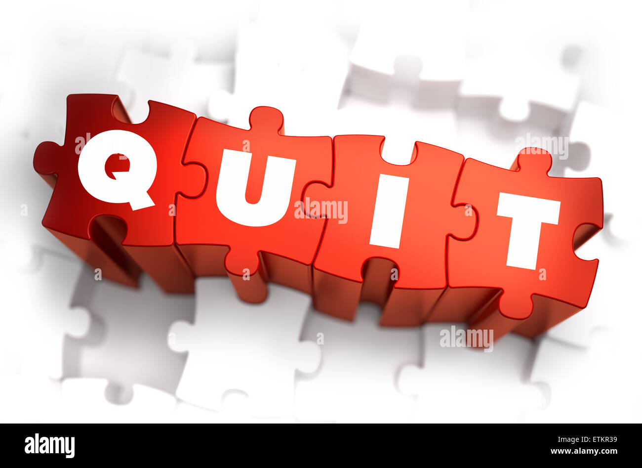 Quit - White Word on Red Puzzles Stock Photo - Alamy