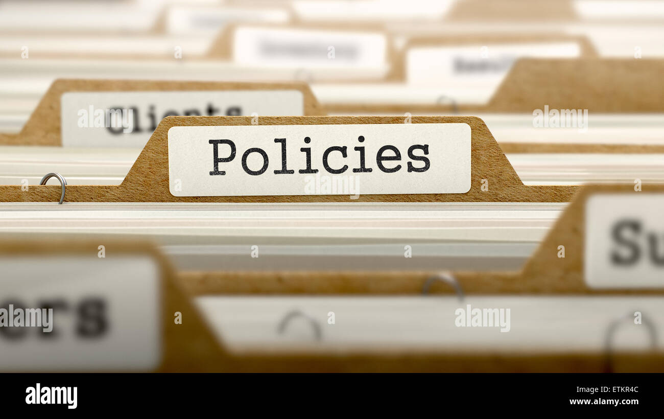 Policies Concept with Word on Folder Stock Photo - Alamy