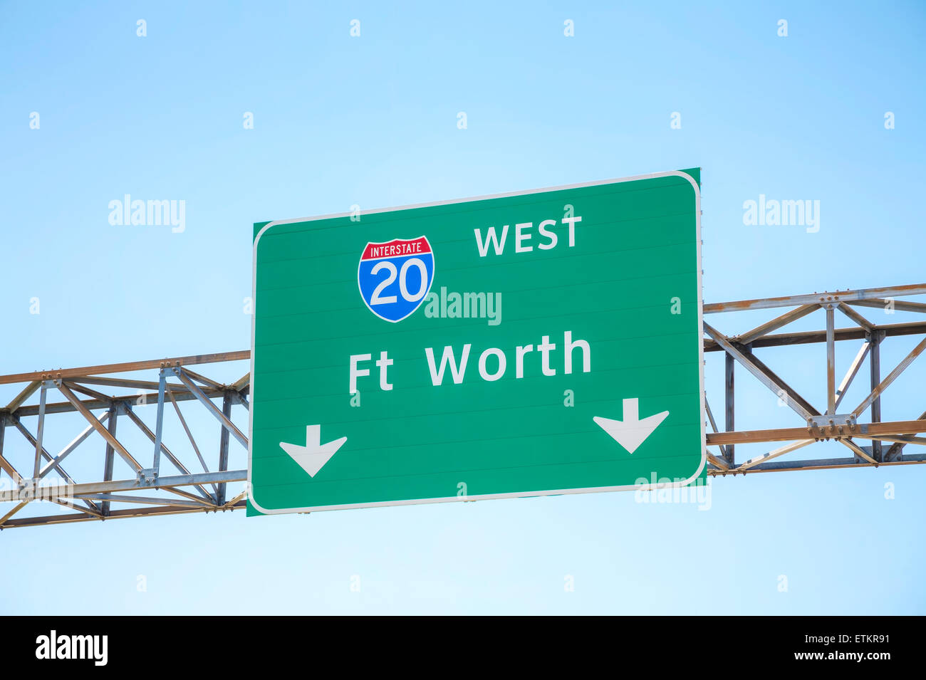 Road sign with the direction to Fort Worth, Texas Stock Photo - Alamy