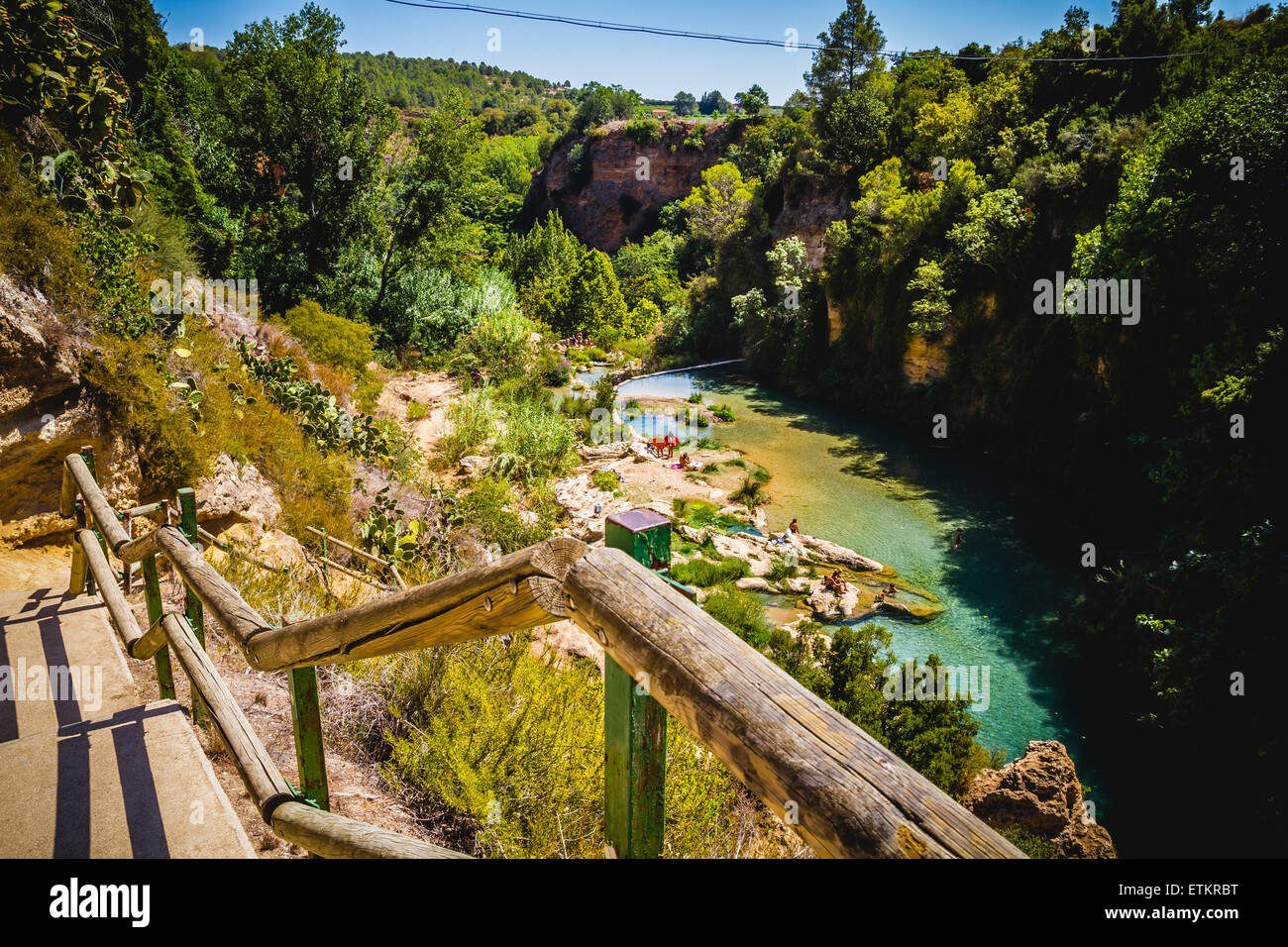 stairs, landscape with forests and natural lake in Valencia, Spain ...