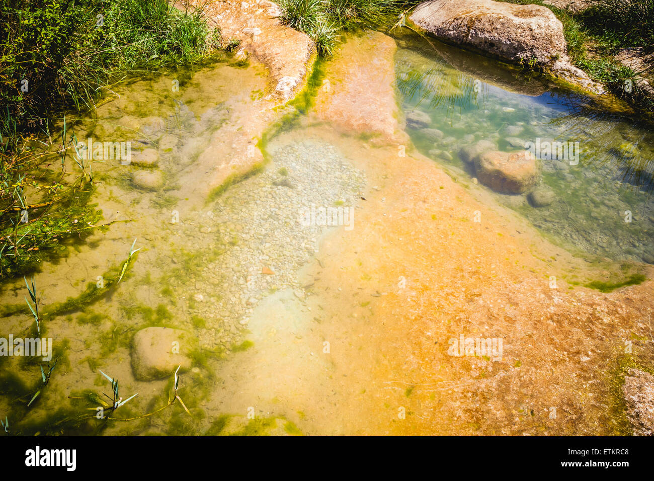 inland lake surrounded by rocks, landscape with forests in Valencia ...