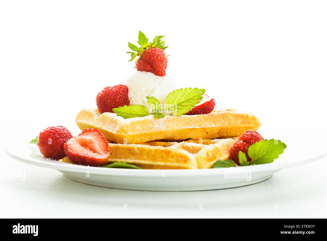 waffle with strawberry Stock Photo - Alamy