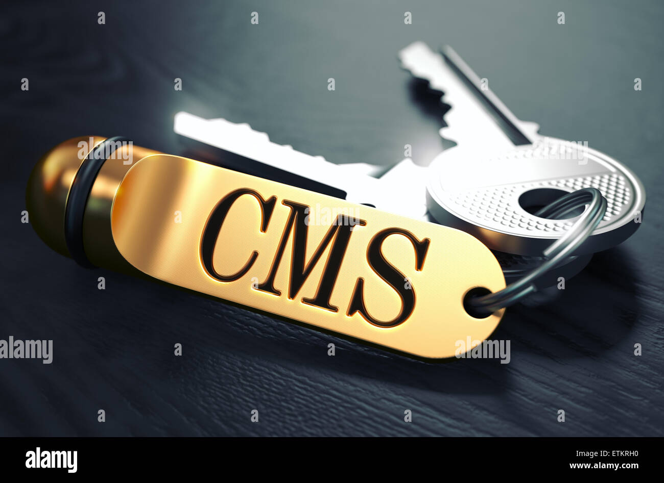 CMS written on Golden Keyring Stock Photo - Alamy