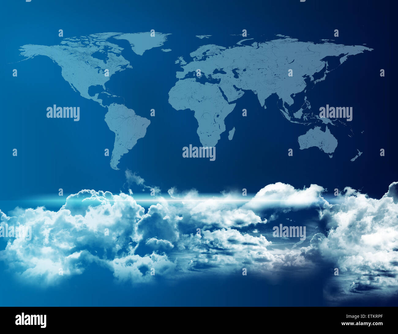 Blue background with world map Stock Photo - Alamy