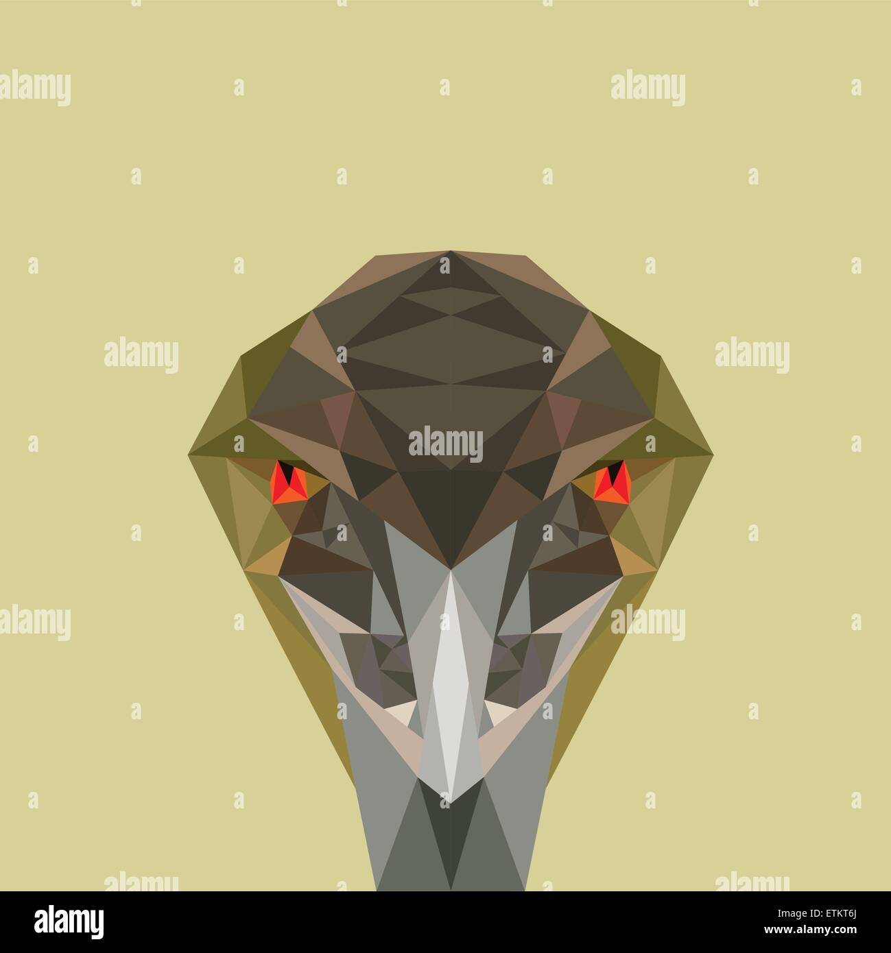 Low poly vector illustration of angry bird, Emu. Concept of angry ...
