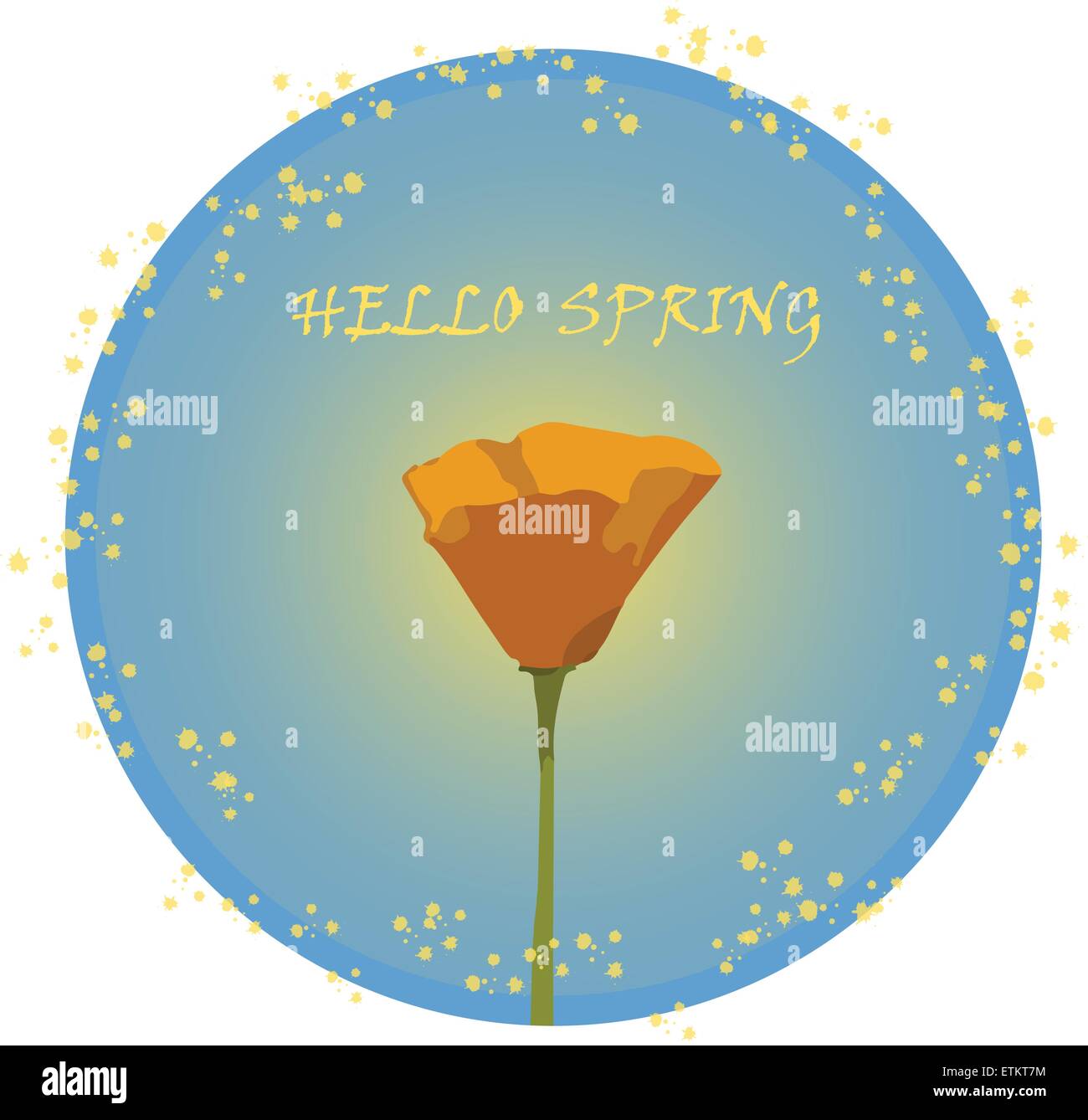 Hello spring sign or emblem vector illustration with flower theme ...
