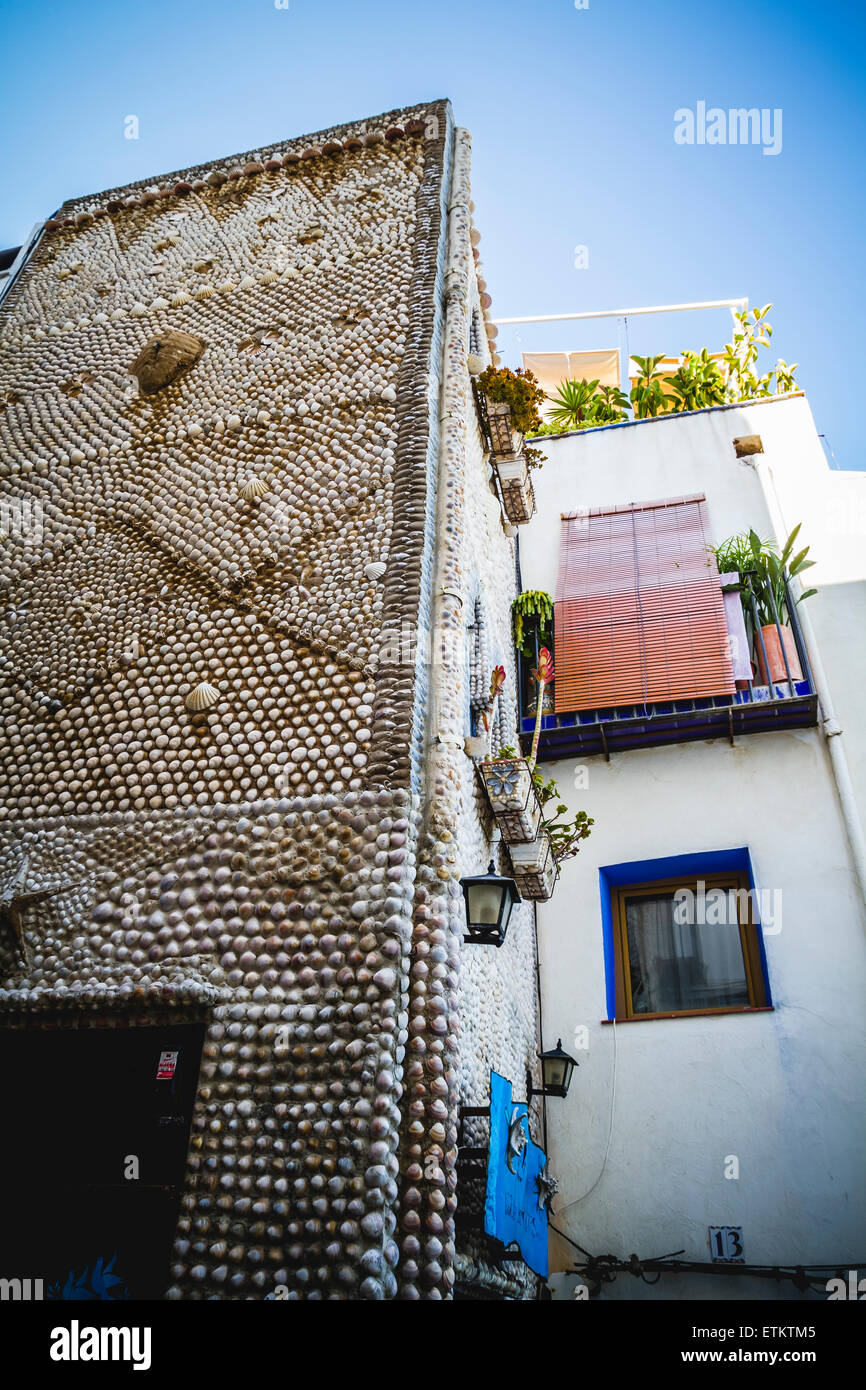 house on facade made of sea shells in Spain Stock Photo - Alamy