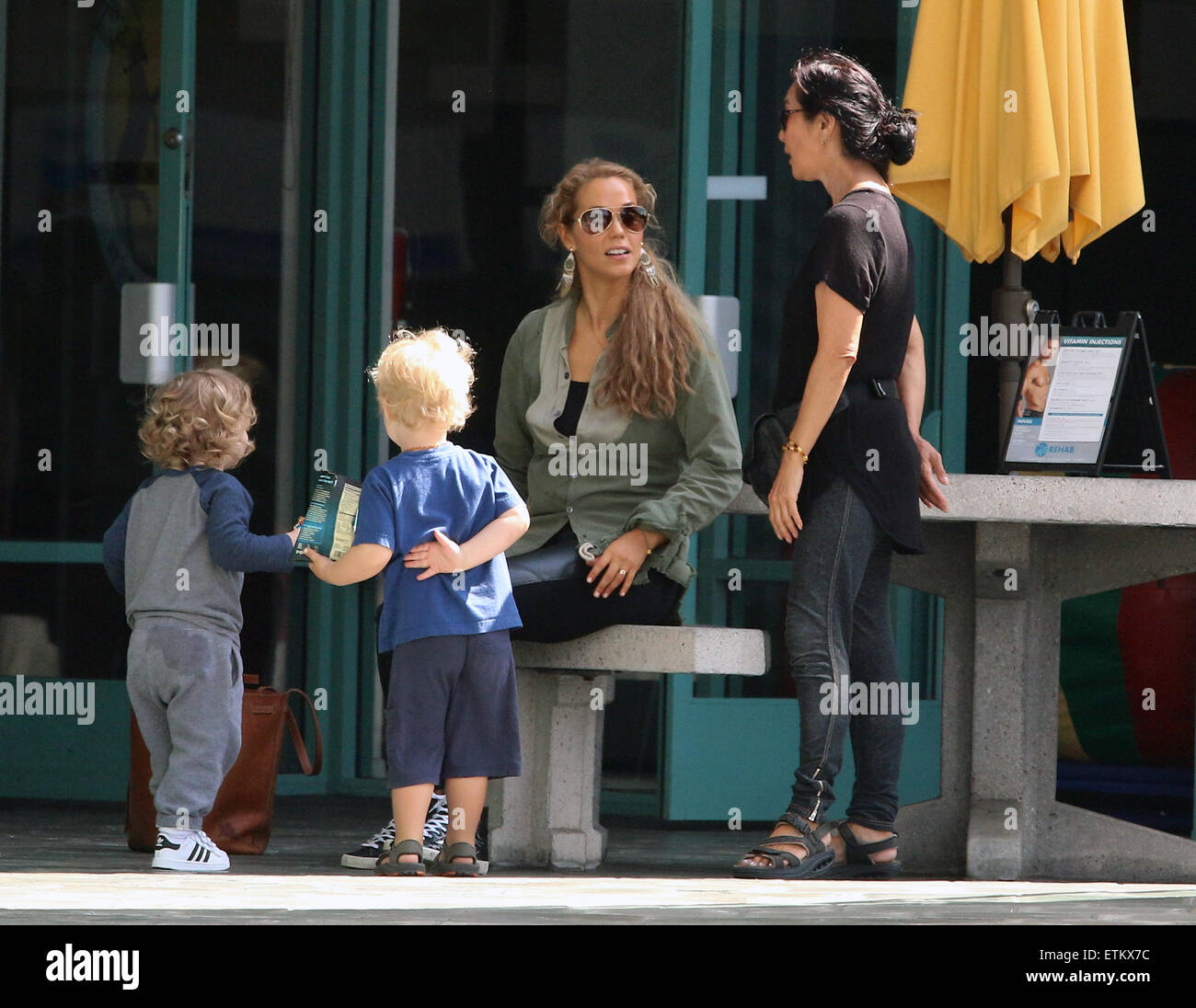 Elizabeth Berkley with her two year old son Sky Cole at Fit for Kids ...
