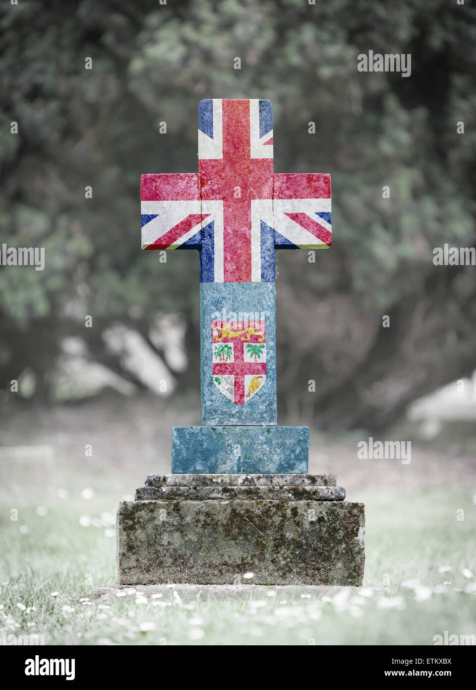 Old weathered gravestone in the cemetery - Fiji Stock Photo - Alamy
