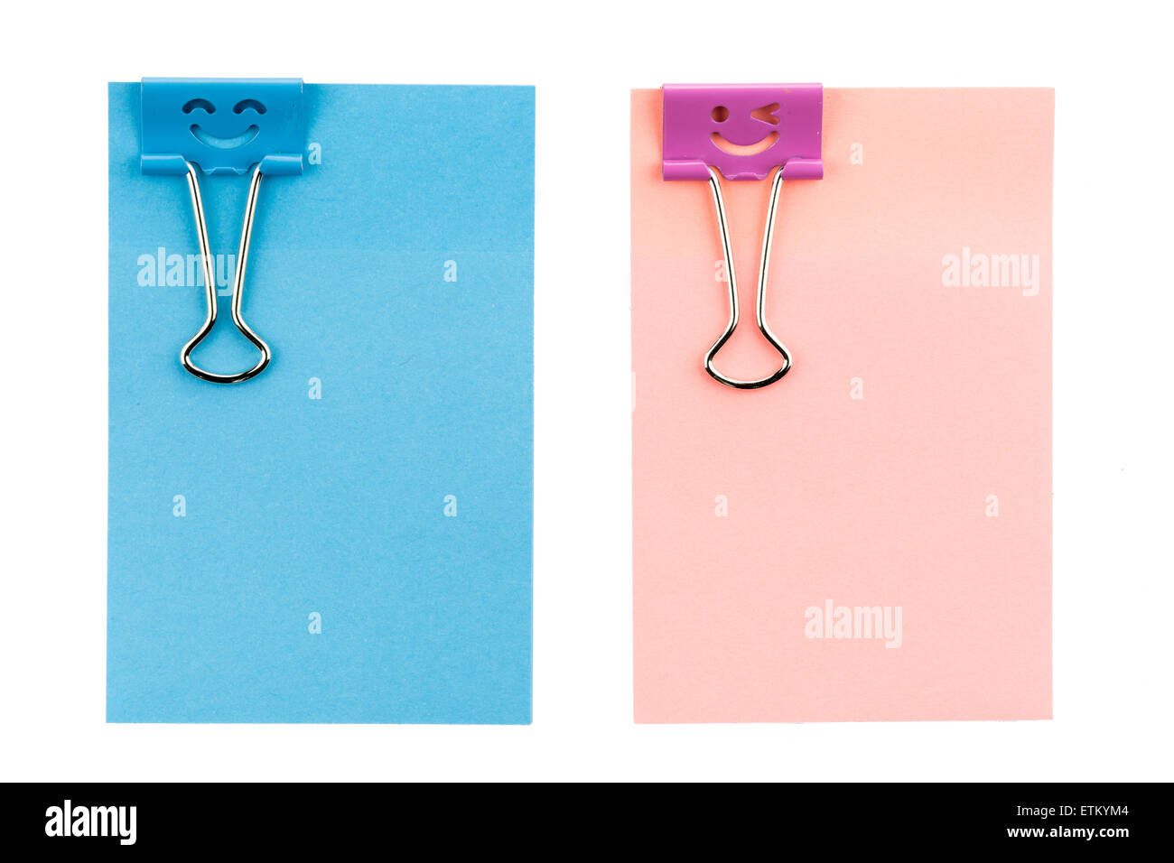 smile clip with note on white background from top view Stock Photo - Alamy