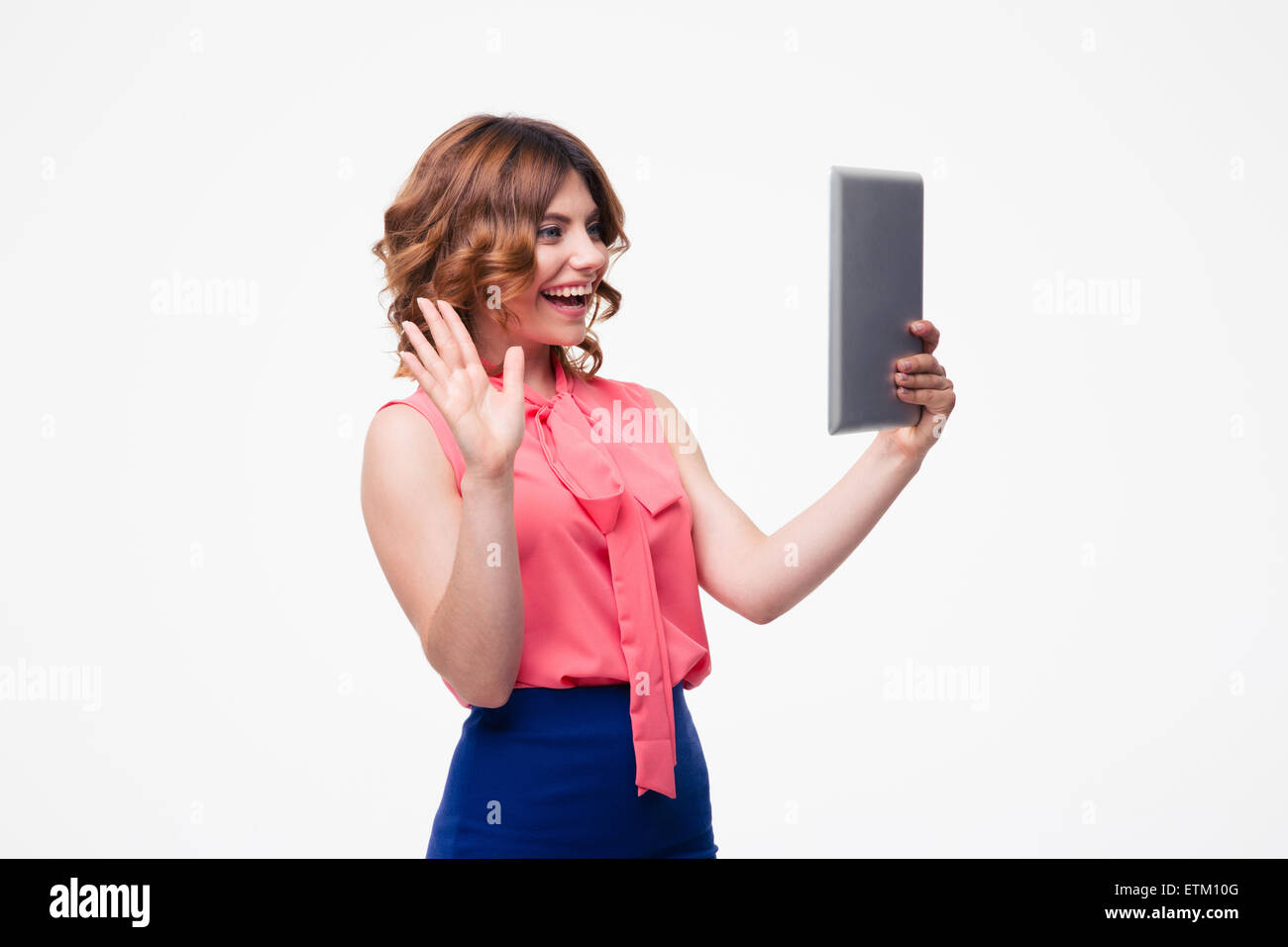 Cheerful pretty woman greeting hi-res stock photography and images - Alamy