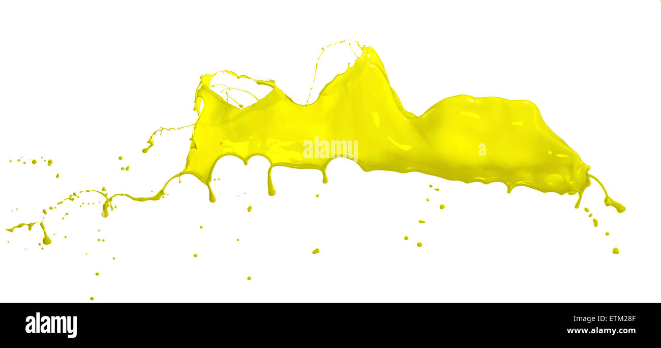 splendid yellow paint splash isolated on white background Stock Photo ...