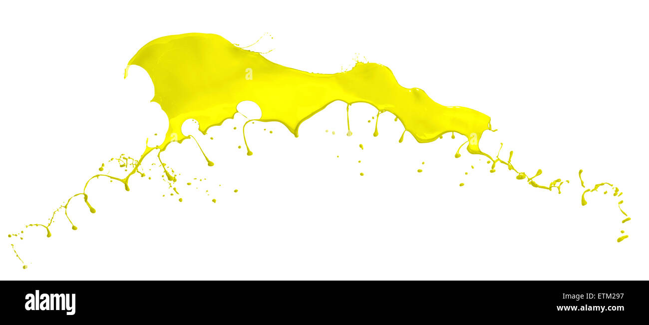 splendid yellow paint splash isolated on white background Stock Photo ...