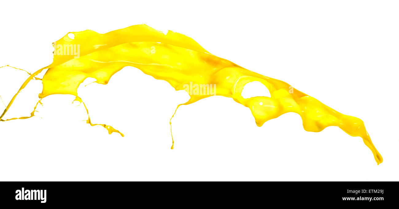 splendid yellow paint splash isolated on white background Stock Photo ...