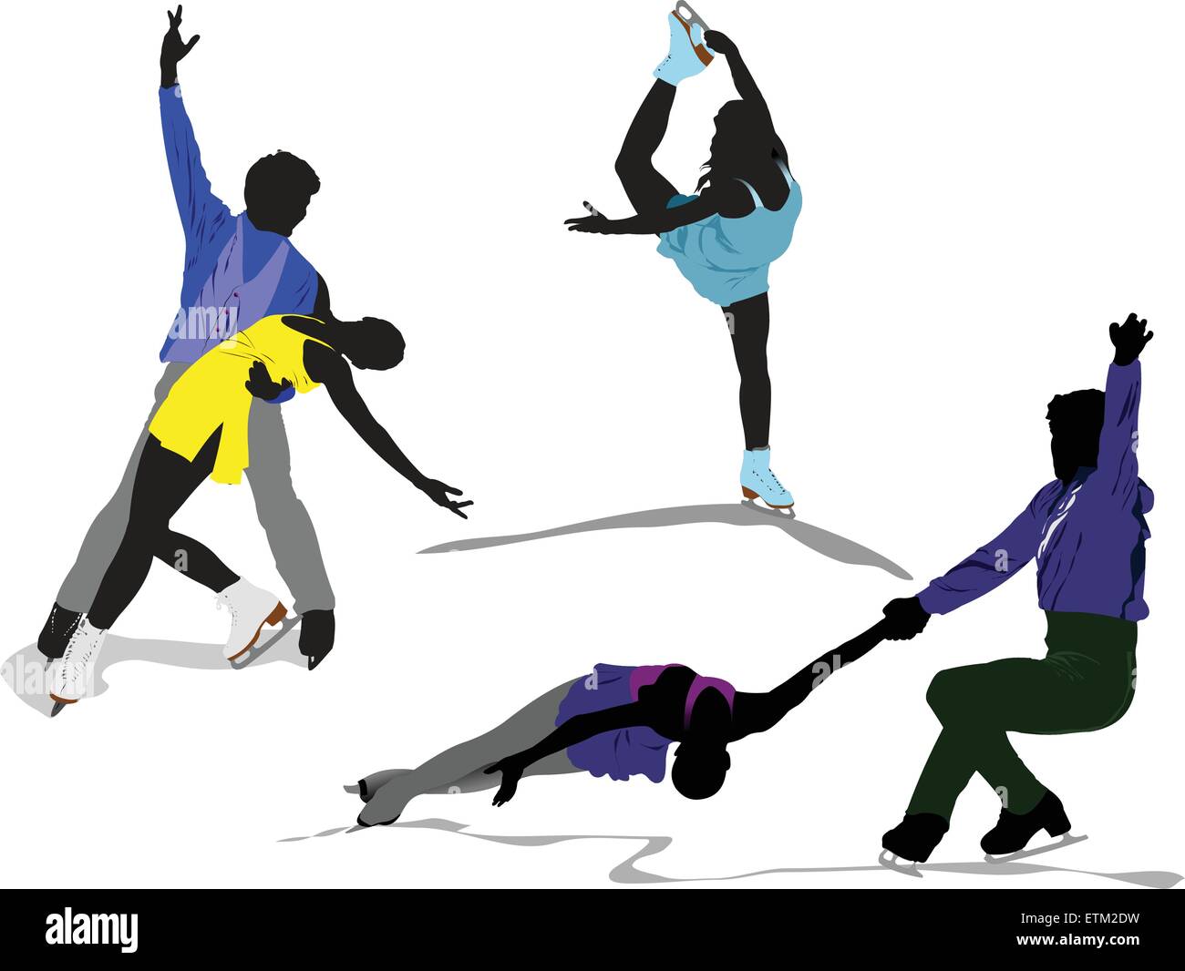 Figure skating colored silhouettes. Vector illustration Stock Vector ...