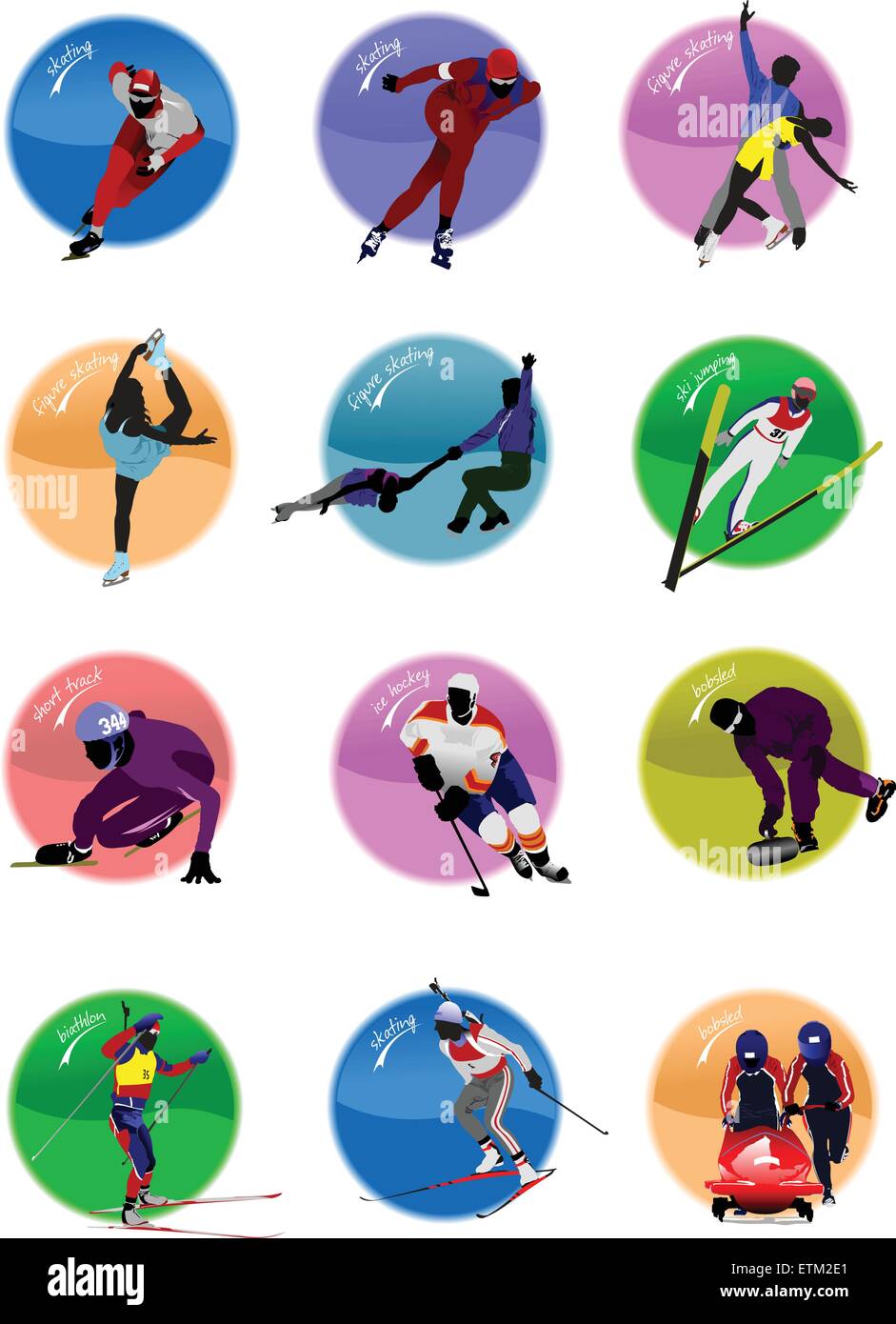Winter sport silhouette icons. Vector illustration Stock Vector Image ...