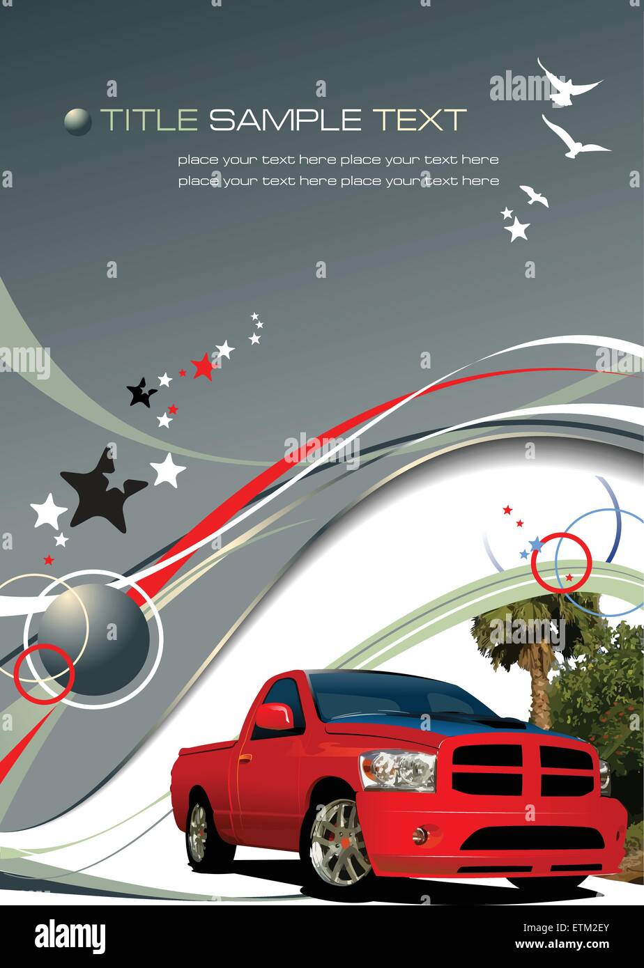 Green-grey business background with lorry-truck image. Vector ...