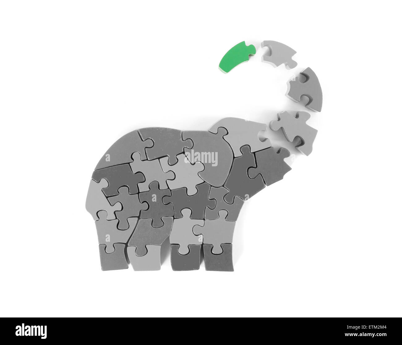Colorful puzzle pieces in elephant shape - isolated over white Stock ...