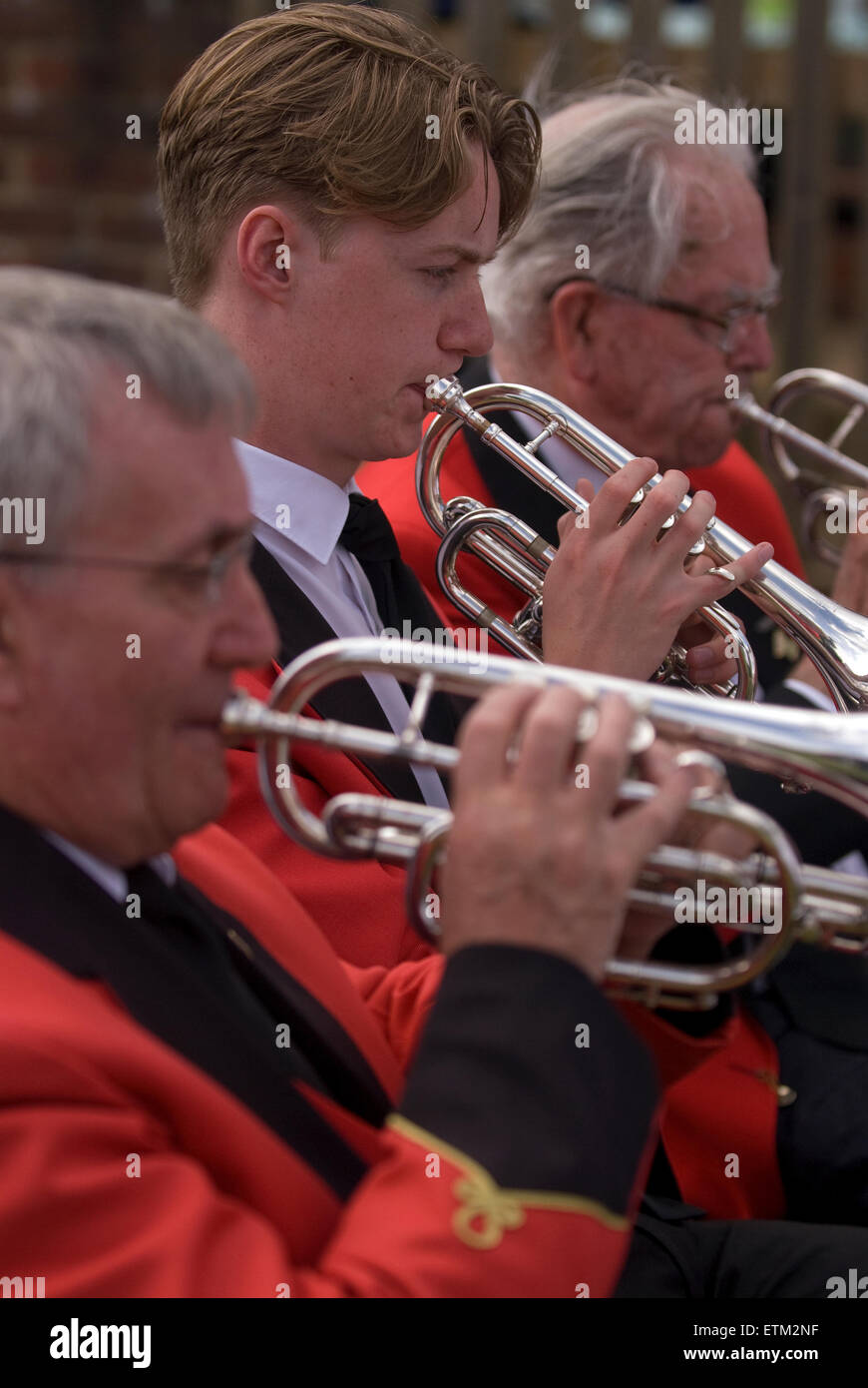 members of Farnham Brass Band entertaining the crowds at Churt fete ...
