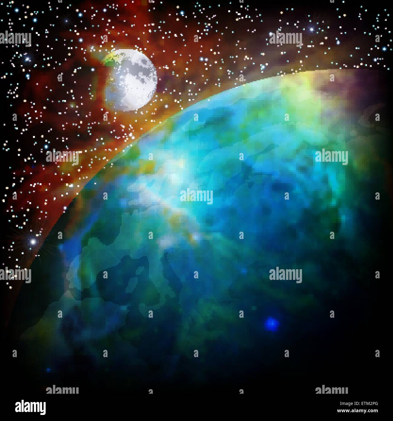 abstract space background with stars earth and moon Stock Vector Image ...