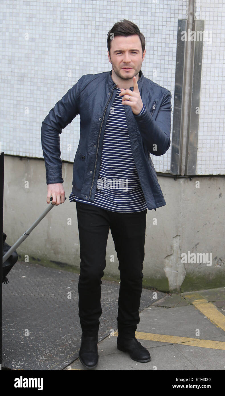 Shane Filan and his wife Gillian Walsh Filan outside the ITV Studios ...