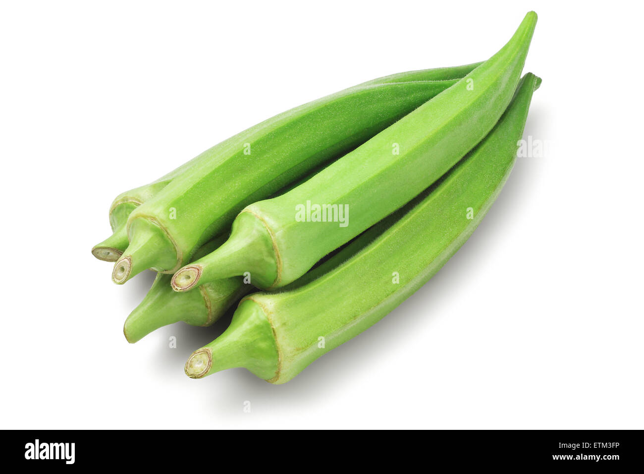 Bunch of Fresh Okra on White Background Stock Photo - Alamy