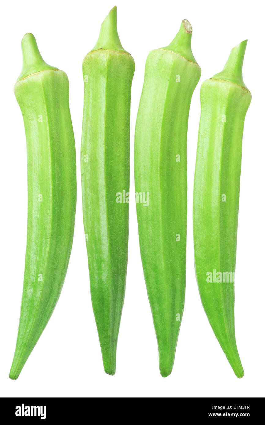 Fresh Green Okra on White Background Stock Photo - Alamy