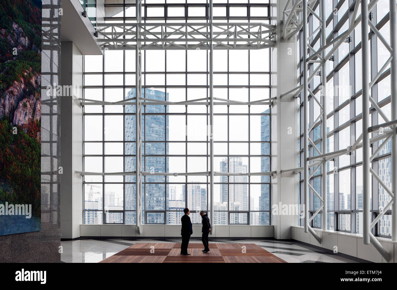 Foyer with full-height fenestration. G-Tower in Incheon, Incheon, Korea ...