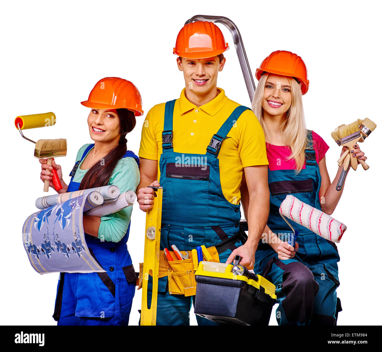 Group people builder with construction tools Stock Photo - Alamy