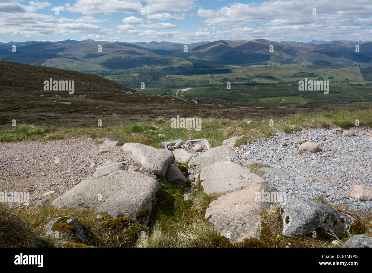 Upland path drainage technique - Stone Cross-drain on footpath on Stock ...