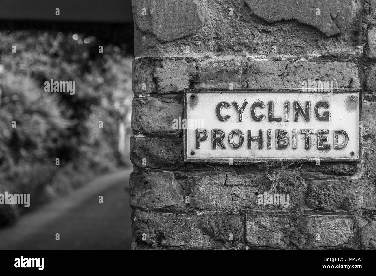 Cycling prohibited sign Black and White Stock Photos & Images - Alamy