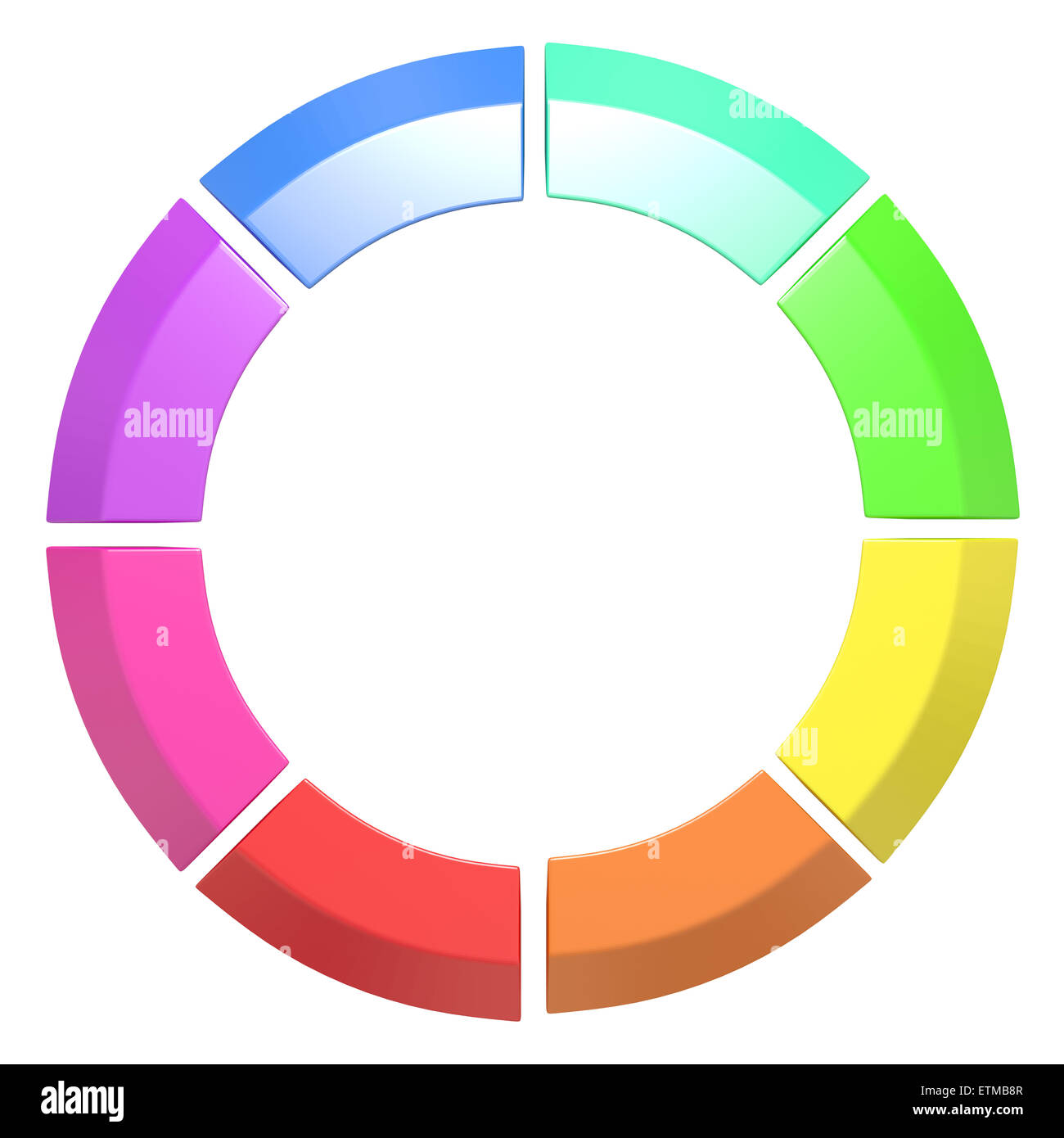 3d rendering of a divided and colored circles, concept of connection ...