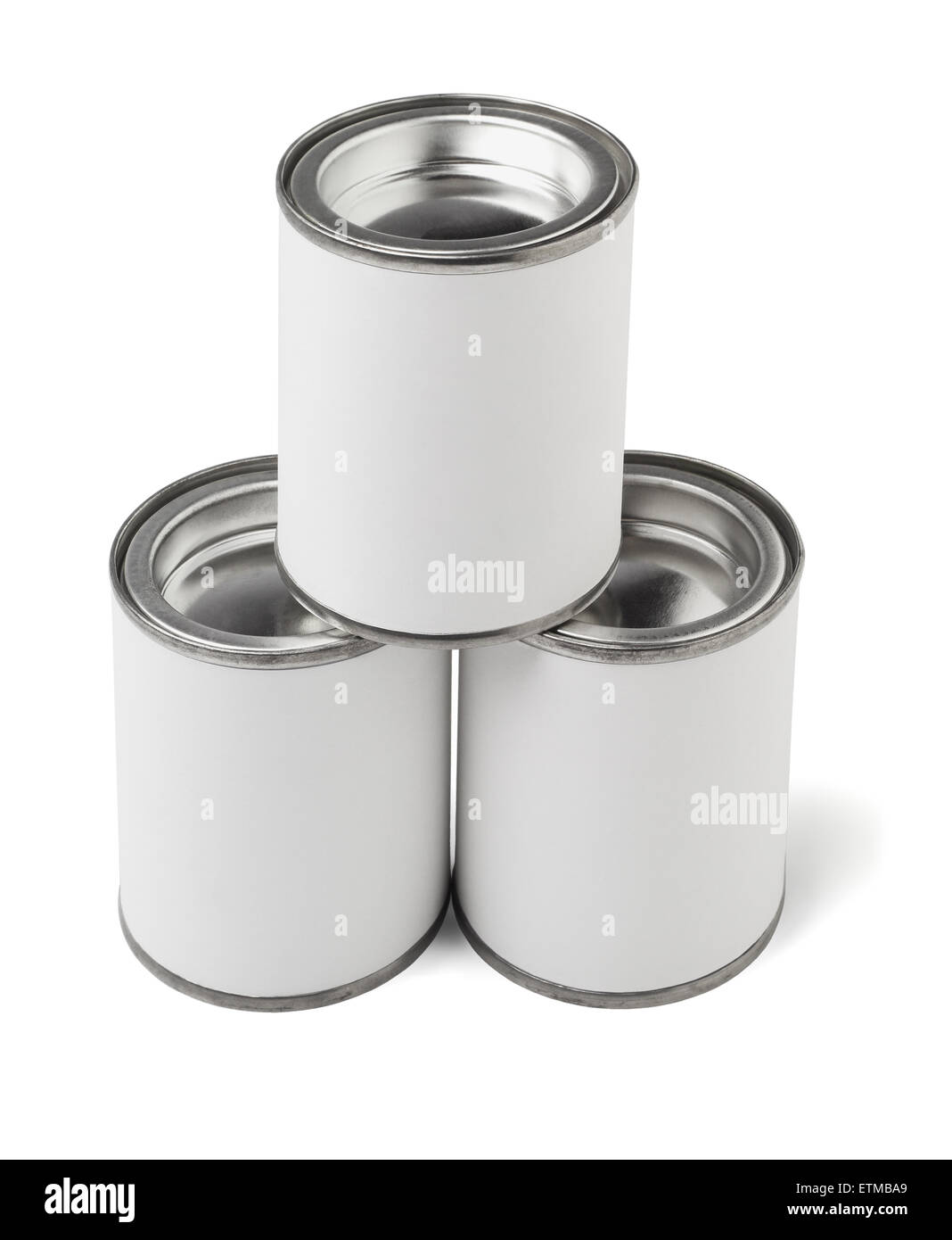 Stack of Three Tin Cans on White Background Stock Photo - Alamy