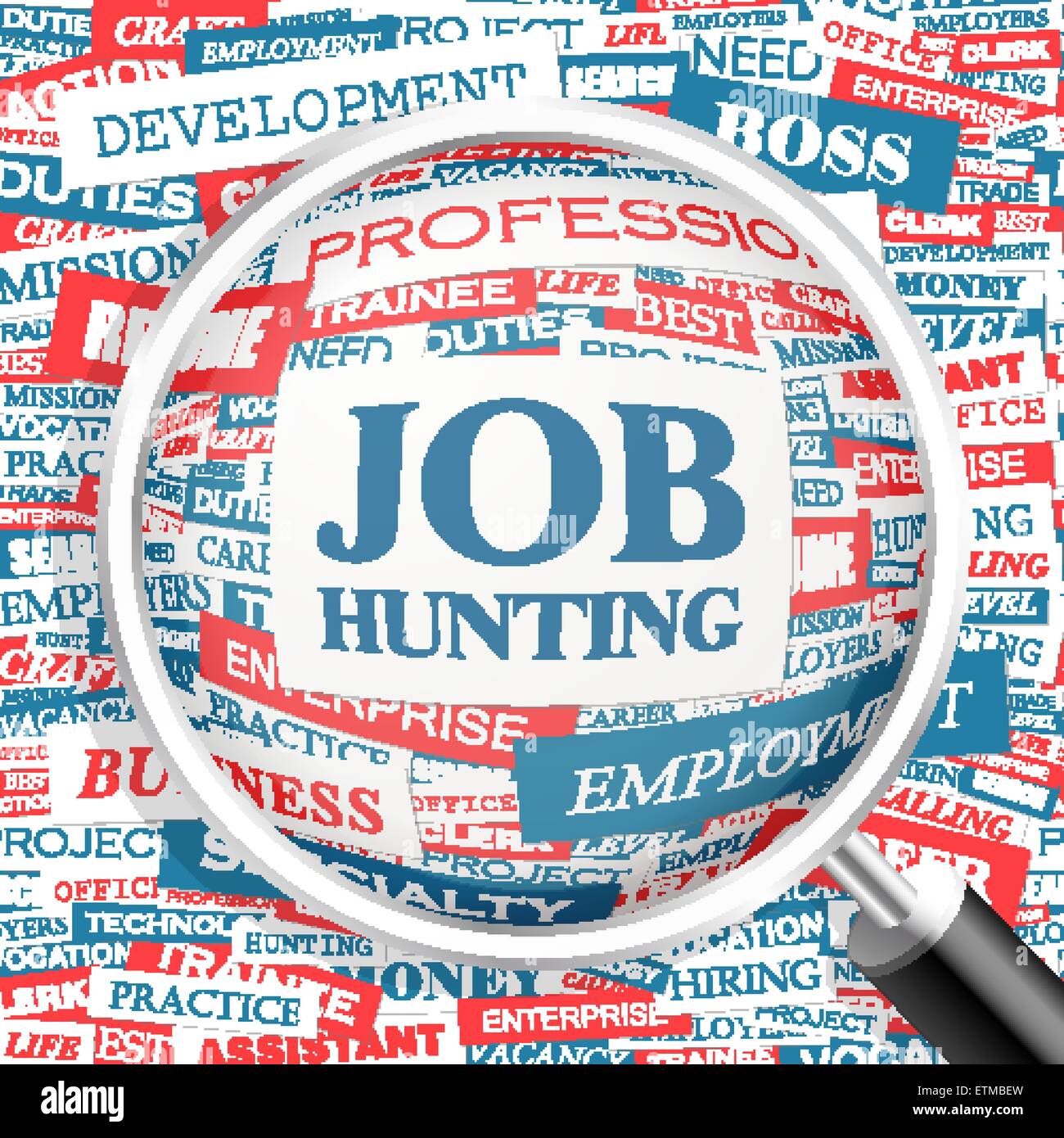 JOB HUNTING. Word cloud illustration. Tag cloud concept collage Stock ...