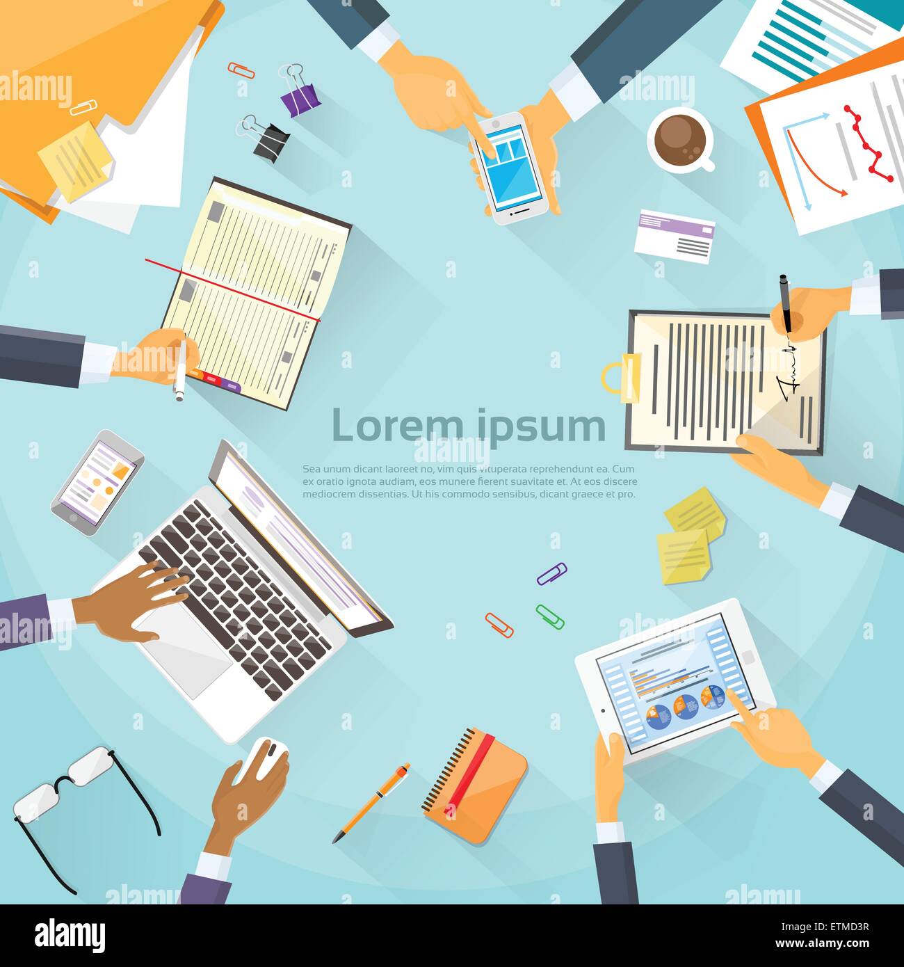 Team meeting above Stock Vector Images - Alamy