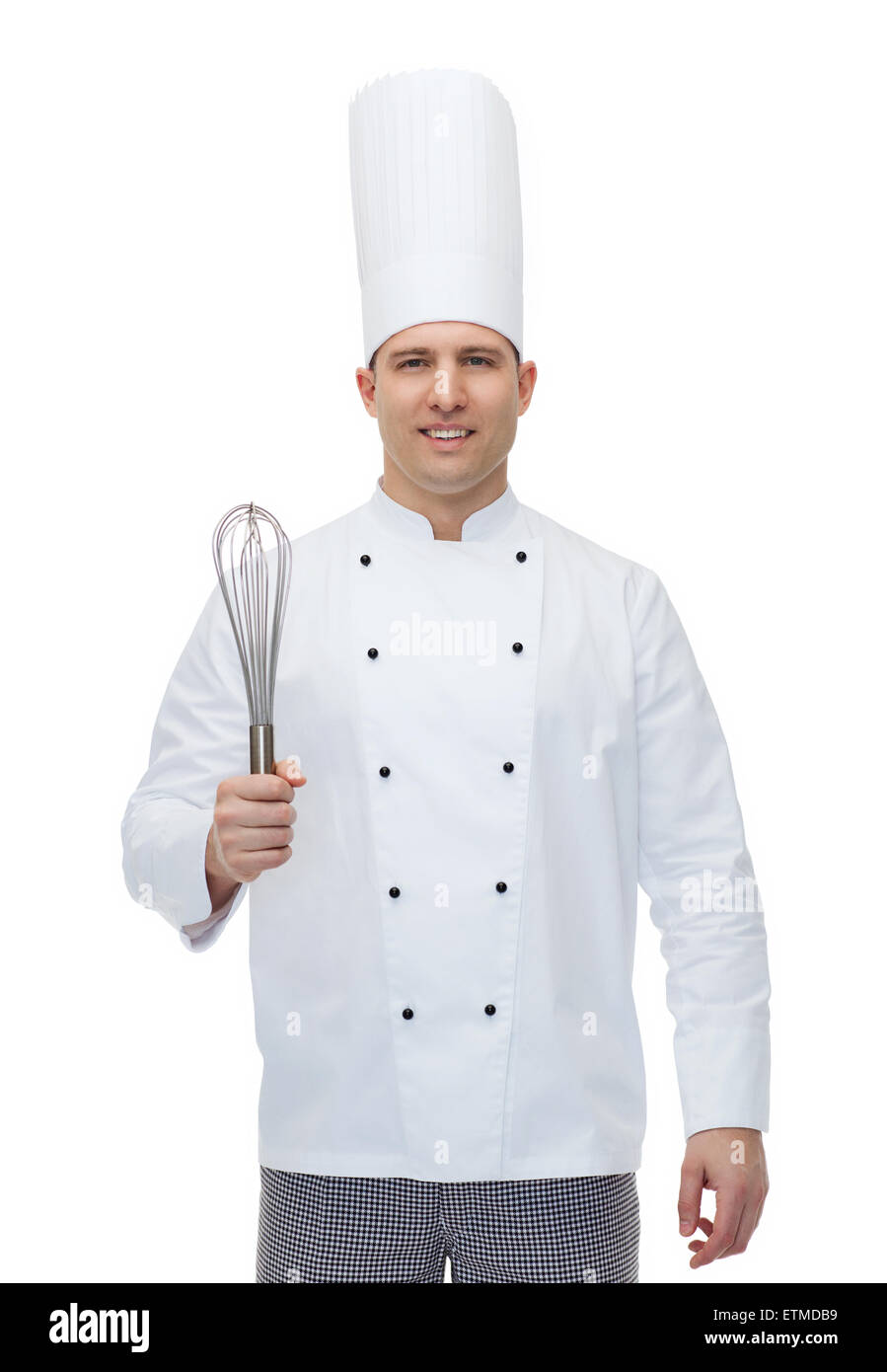 happy male chef cook with whisk Stock Photo - Alamy