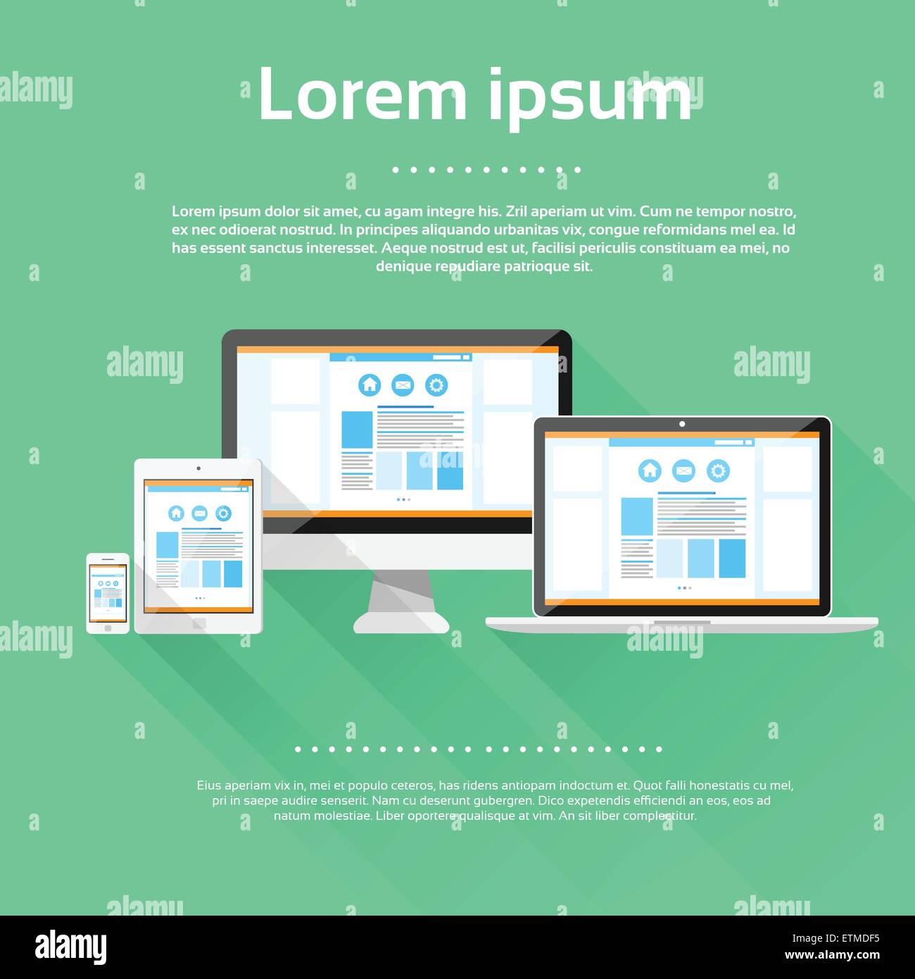 Responsive Design Laptop Phone Tablet Desktop Device Screen Size Stock ...