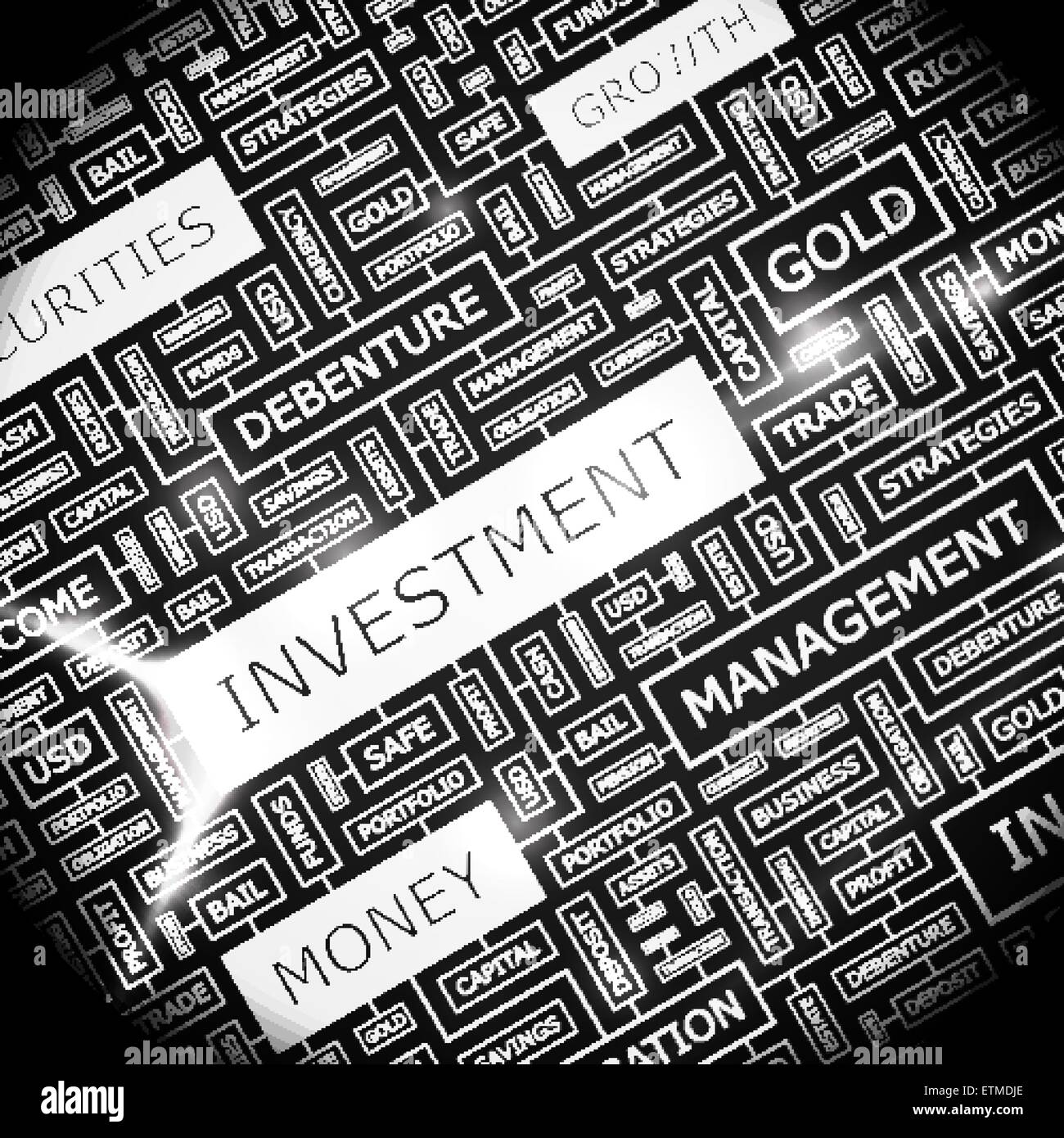 INVESTMENT. Word cloud illustration. Tag cloud concept collage. Usable ...