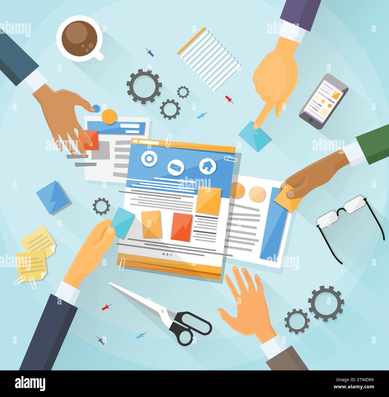 Web Development Create Design Site Building Team People Stock Vector ...
