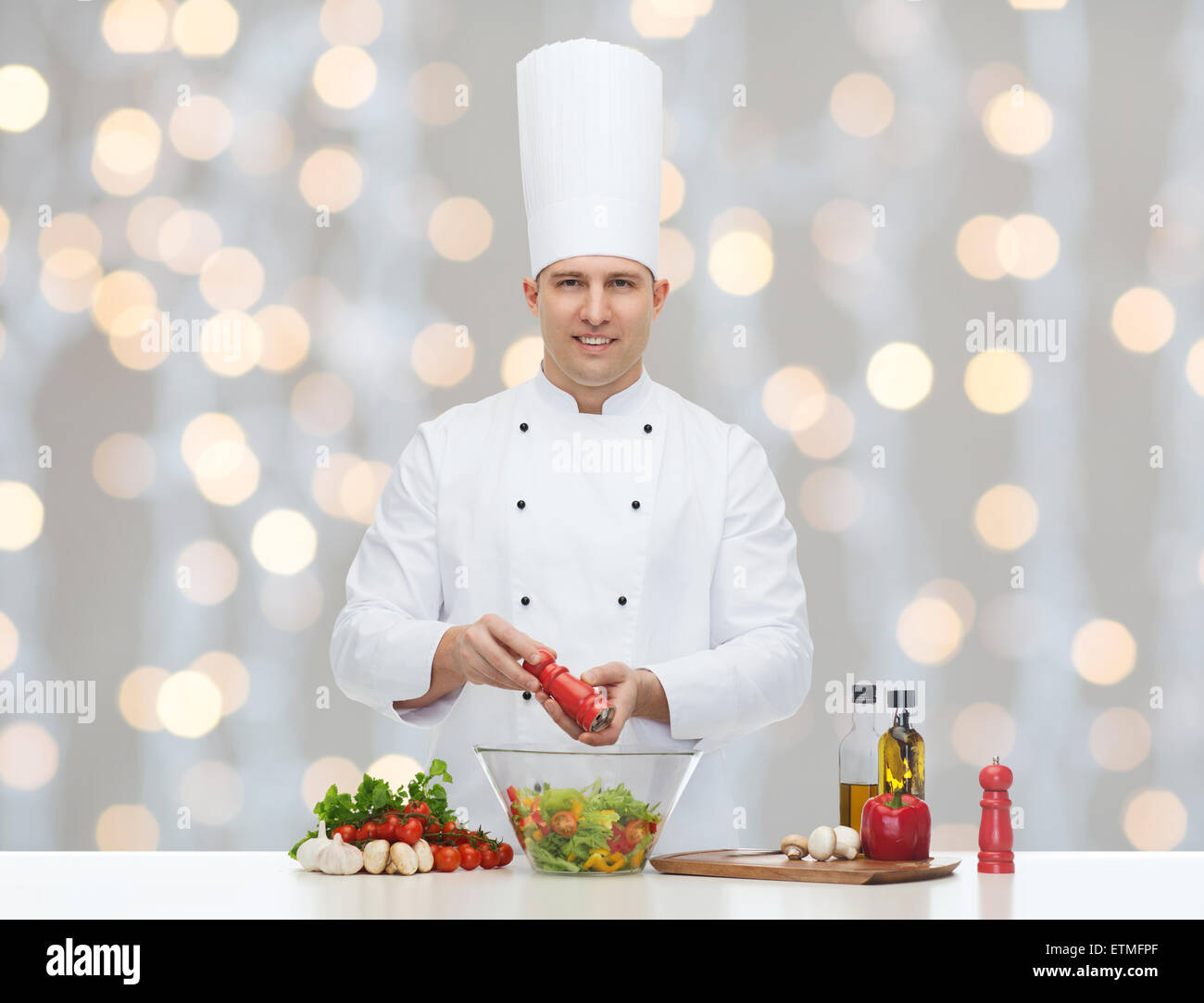 happy male chef cook cooking food Stock Photo - Alamy